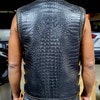 Gator Embossed Leather Vest for Bikers. 100% Handcrafted Vest. Hand ...
