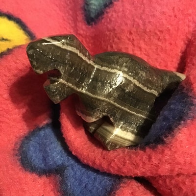 Zebra Onyx Small T-rex Stone Carving, Polished Tyrannosaurus Rex ...