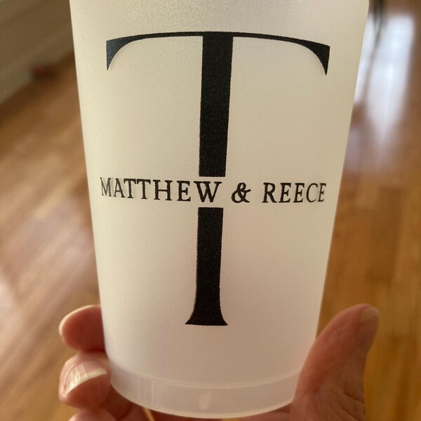 Custom Wedding Cups, Reception Bar Frosted Cups, Personalized ...
