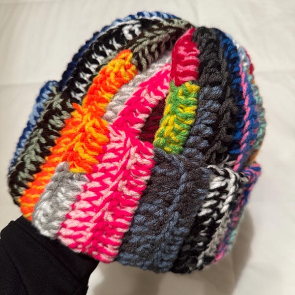 Crochet Chunky Scrap Yarn Beanie - Etsy