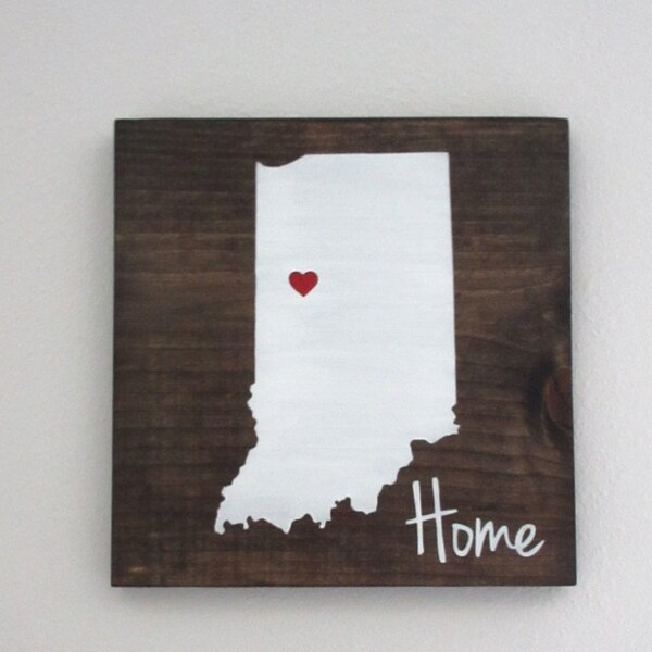 Painted Indiana Wood Sign State Home Sign Indianapolis Wall Art Moving ...