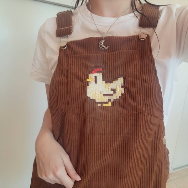 Embroidered Chicken Pinafore Dress: Stardew Valley Overalls - Etsy