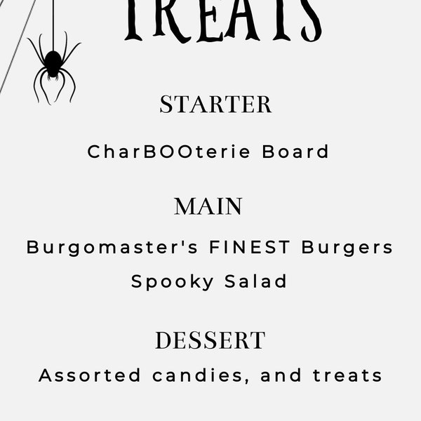 Halloween Spiderweb Menu Template, Printable Halloween Dinner Party ...