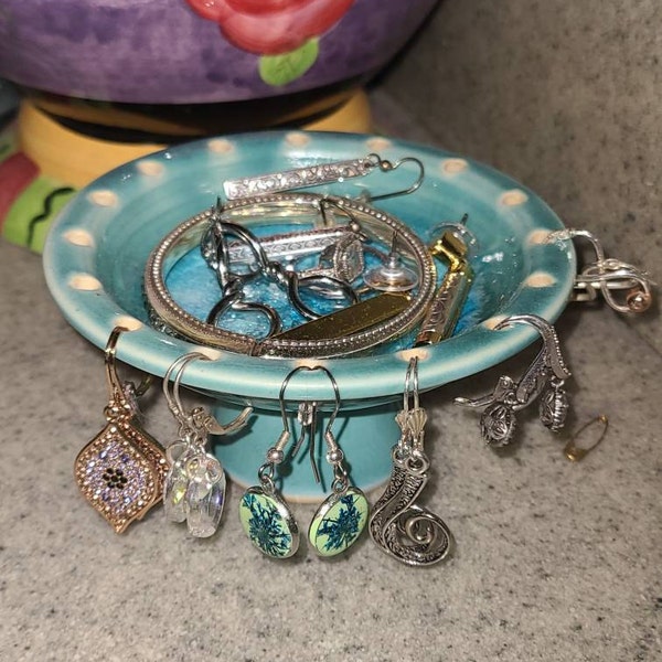 Earring Bowl Pottery, Jewelry Dish Ceramic, Earring Holder Stand ...