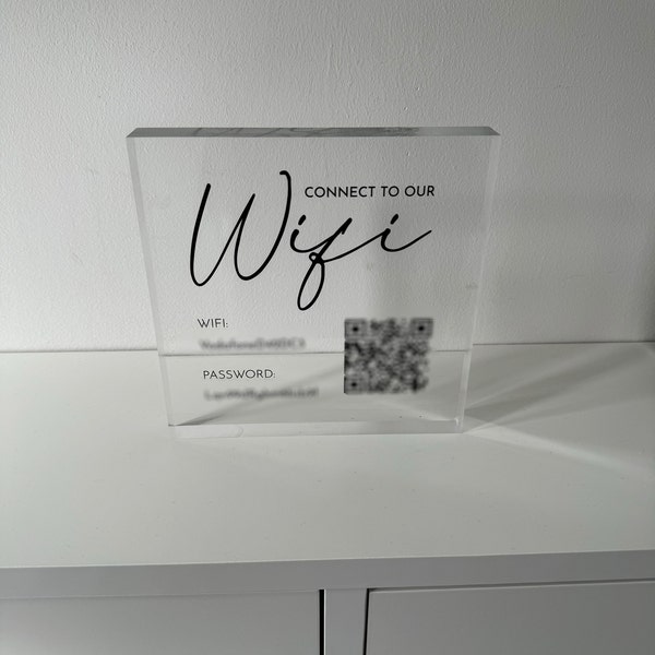 Wifi Acrylic Block Plaque With Password Info and QR Code Office Cafe ...