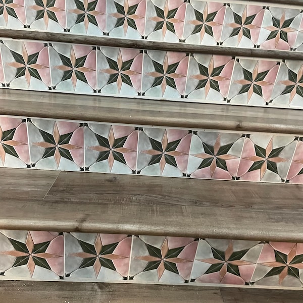 Moroccan Tile Pattern,stair Riser Stickers,peel and Stick Stair Riser ...