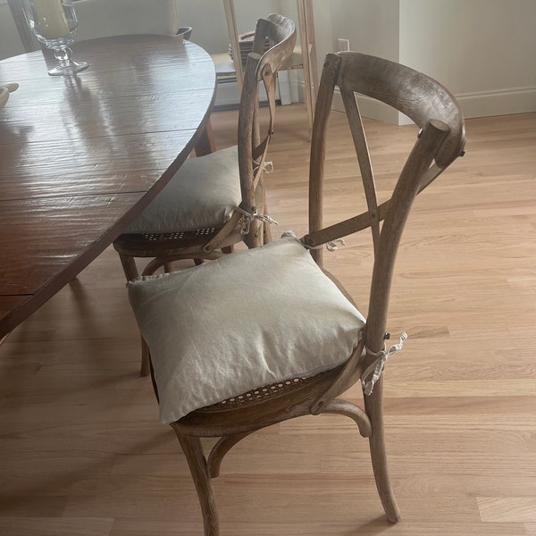 Natural Color Linen Chair Seat Covers Slipcover 3 Sided Simple ...