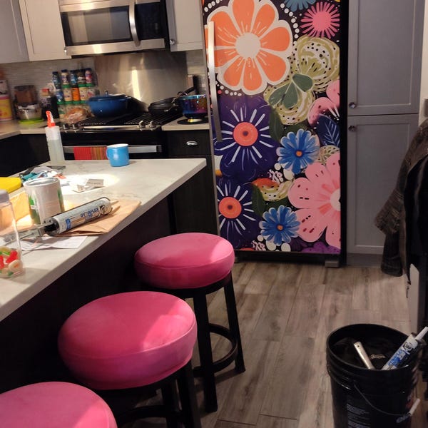 3D White Fridge Wrap Geometric Refrigerator Wrap Vinyl Side by Side Top ...