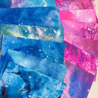 Painted Galaxy Digital Paper, 8/5x11 Watercolor Starry Night ...