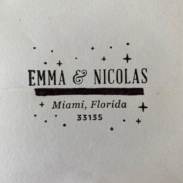 Stars Return Address Stamp, Personalized Rubber Stamp, Celestial Newly ...