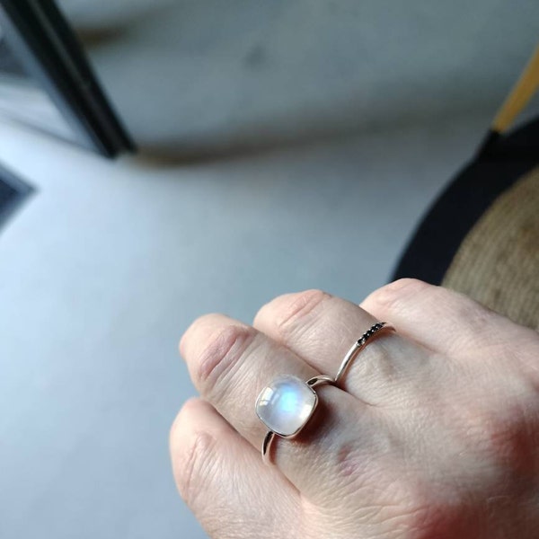 Natural Rainbow Moonstone Ring* Moonstone Handmade Ring* Healing ...