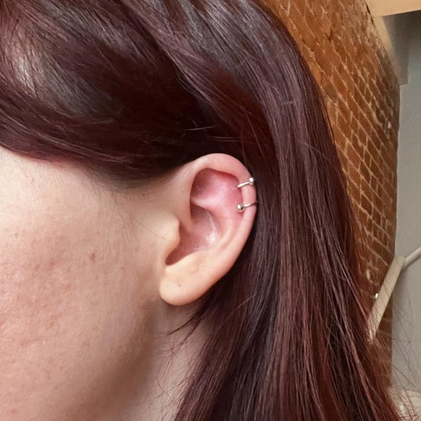 Helix Piercing, Spiral Ear Piercing, Conch Piercing, Silver Earrings ...