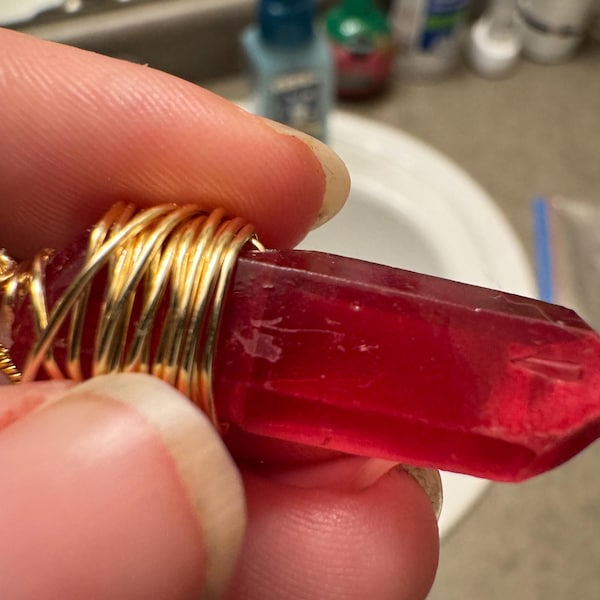 Raw Red Quartz Natural Stone Necklace- 925 Sterling Silver 18k Gold ...