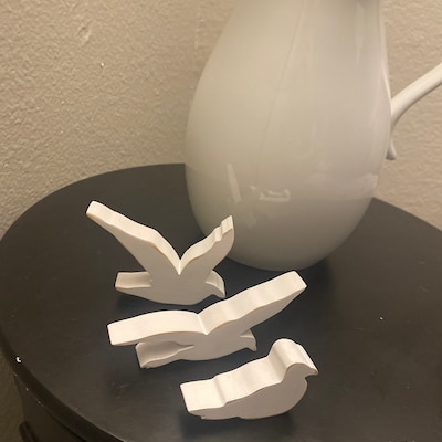Set of 3 Small White Wood Seagulls Seagull Decor Seagull Gift - Etsy