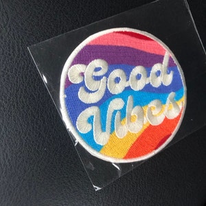 Good Vibes Patch Iron On/sew on Hippie Patch, Fully Embroidered Colorful Cool Patch by Patchclub ...