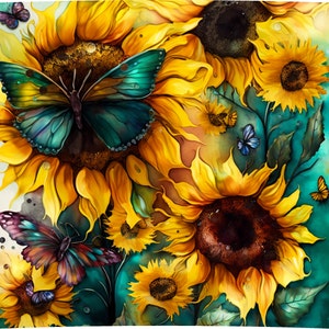 Big Sunflowers Design 20 Oz Skinny Tumbler Sublimation Design, Instant ...