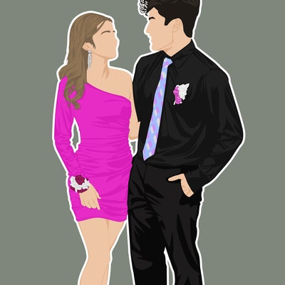 Custom Minimal 2 People Faceless Illustration Cartoon Portrait From ...