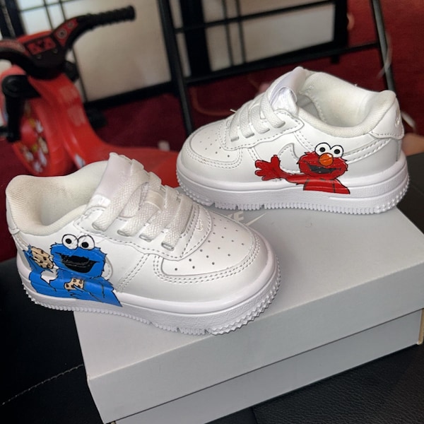 Sesame Street Elmo Cookie Monster Inspired Air Force 1 Trainers ...