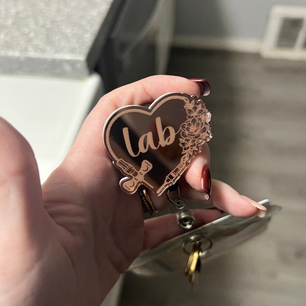 Lab Badge Reel, Phlebotomy Badge Reel, Laboratory Badge, Rose Gold ...
