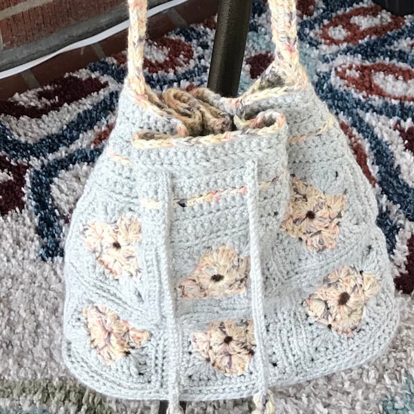Crochet Bag PATTERN - Quatrefoil Drawstring Bag - Drawstring Bag ...