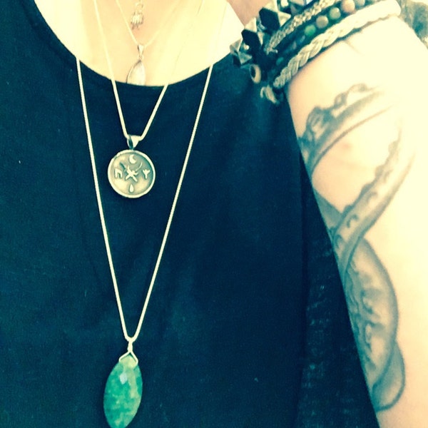 Watermelon Jade & Quartz Teardrop Statement Bracelet / Gemstone ...