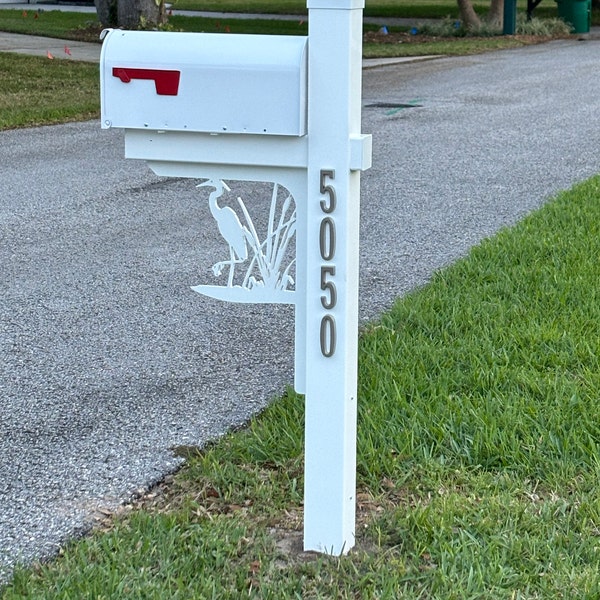 Heron Egret Mailbox Bracket With Cattails, Corner Porch Decoration ...