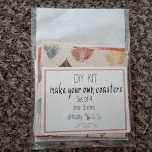 Coaster Kit DIY Sew Your Own Coasters Set of 4, Multiple Kits Available ...