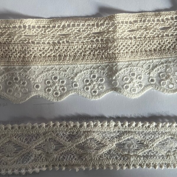 Cotton Lace Trim / Ecru Cotton Crochet Lace Trim, Edging Lace - Etsy
