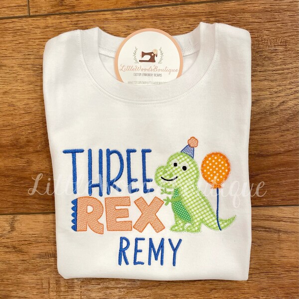 Three Rex 3rd Birthday Digital Machine Embroidery Design 4 Sizes, 3rd ...