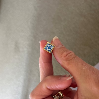 Atrio Tile Ring Portugal Gold Blue Tiles Stainless STEEL Portuguese ...