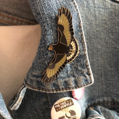 Common Black Hawk Hard Enamel Pin Hawk Pin Bird Pin Art Deco - Etsy