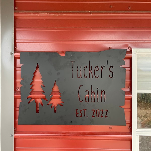 Personalized Metal Cabin Sign - Mountain Cabin Established Date Wall ...