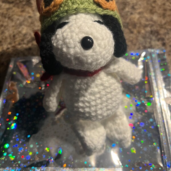 Crochet Cute Peanuts Pilot Snoopy Plushie Keychain - Etsy