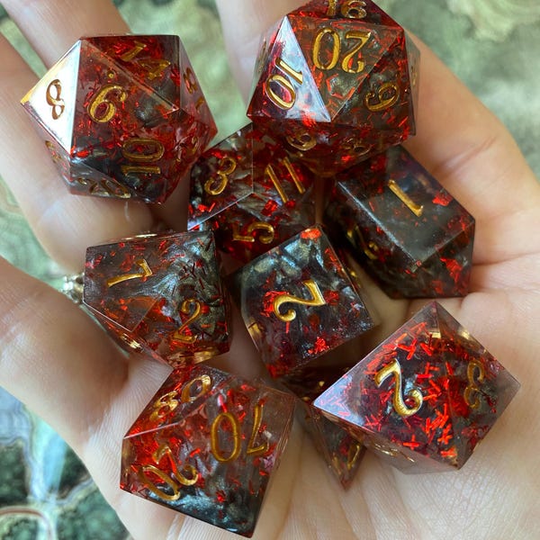 Mystic Nebula - Handmade 9 Piece Set + 25mm Jumbo D20 / Sharp Edge ...