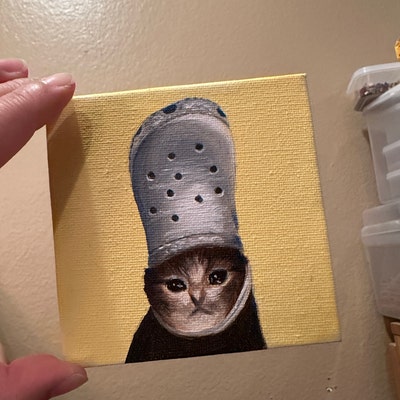 Cat Meme Original Paintings With Mini Easel - Etsy