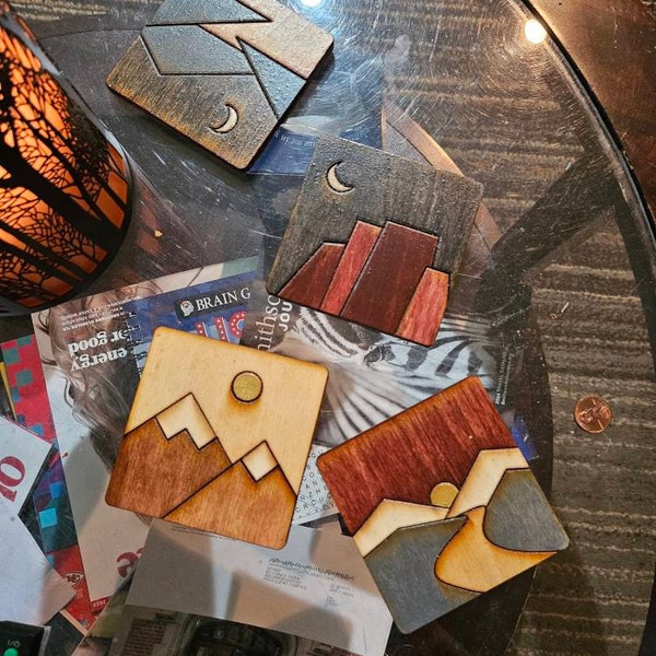 Geometric Mountains Coaster Set - Etsy