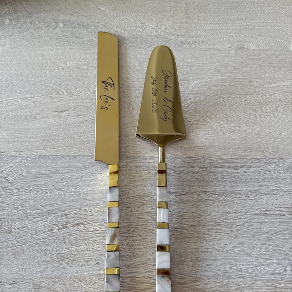 Gold Wedding Cake Knife - Personalized Wedding Cake Cutter - Engraved ...