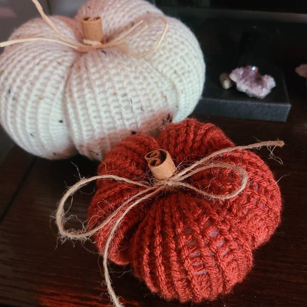 Knit Pumpkins - Fall Decor - Autumn Display - Thanksgiving Centerpiece ...