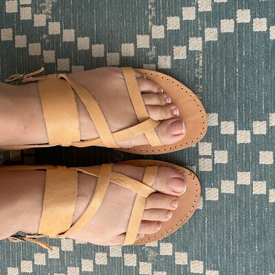 ACROPOLIS Leather Sandals, Greek Leather Sandals, Leather Sandals, Flat ...