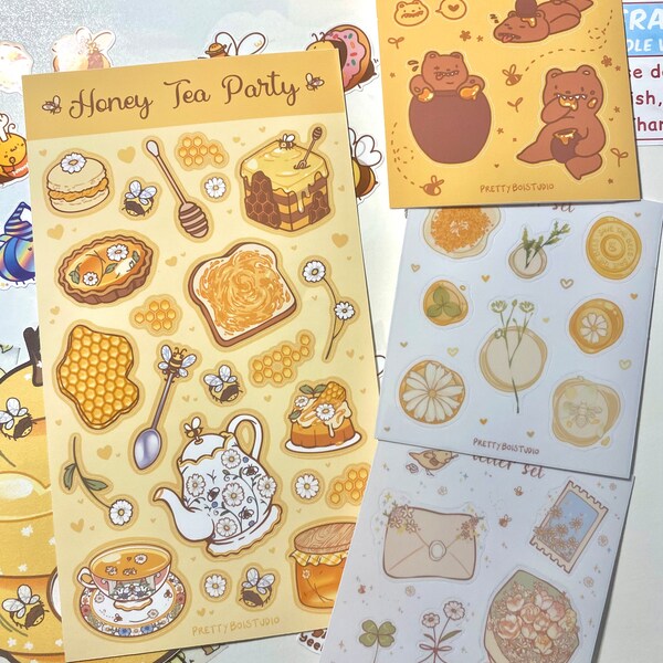 Honey Set / Honey Tea Party Sticker Sheet, Letter Sticker Pack, Bee ...