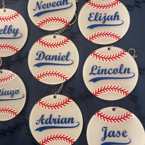Personalized Baseball Bag Tag: Acrylic Team Player Keychain - Etsy
