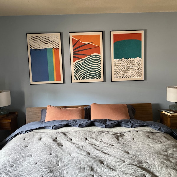 Dustinway Framed Canvas Print Wall Art Set of 3 Color Blocks Abstract ...