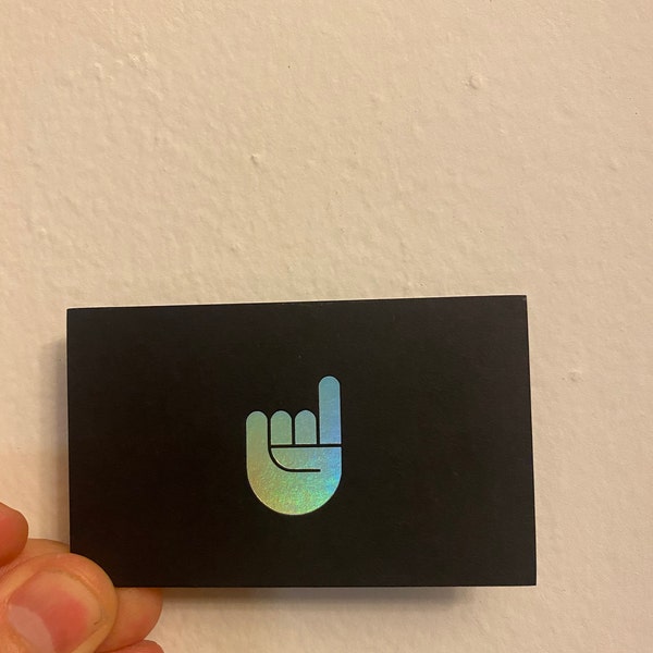 Custom Holographic Foil Business Cards - Black Card Stock With Gold or ...