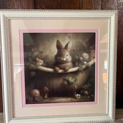 French Country Rabbit With Crown Wall Art Print Regency Formal Dining ...