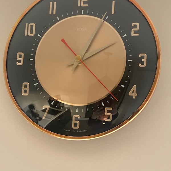 Vintage Metamec Wall Clock - Black and Copper Kitchen Wall Clock ...