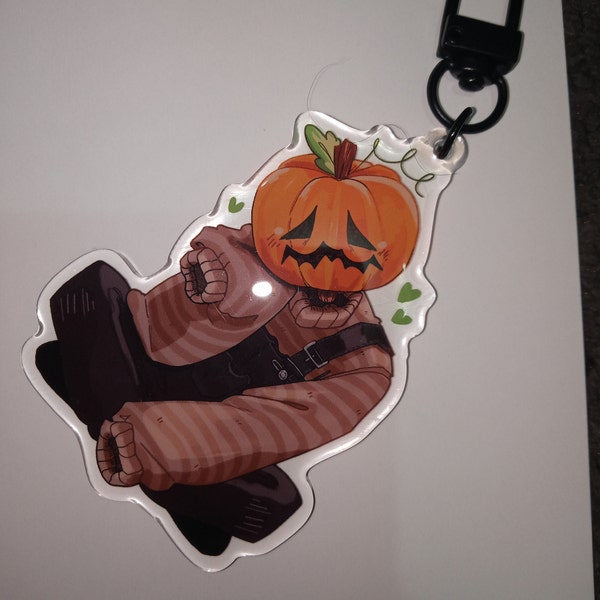 Autumn Pumpkin Head Keychain! // Acrylic 3in Keychain - Etsy