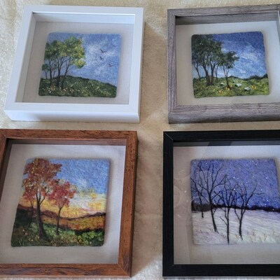 Felt Art, Needle Felted, Tree, Wool Art, Needle Felt Painting, Felt ...