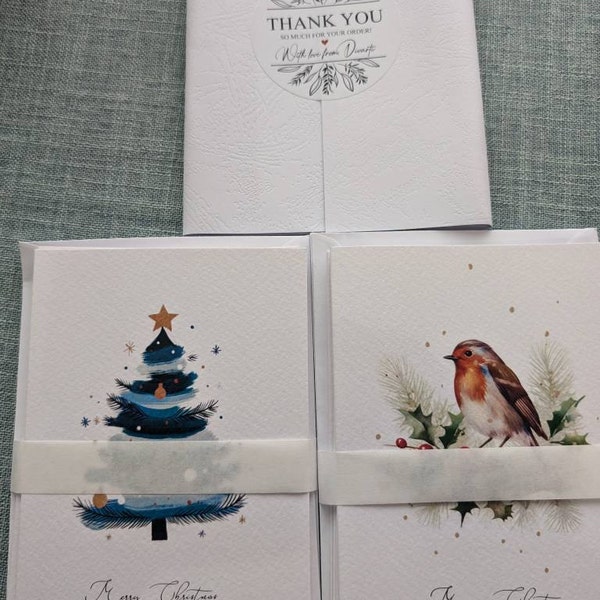 5x Christmas Watercolour Cards, Winter Holidays Card Set, Christmas ...
