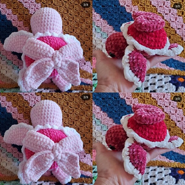 BUNDLE Bow & Heart Turtle Crochet Pattern 2 SIZES Valentines Day Ribbon ...