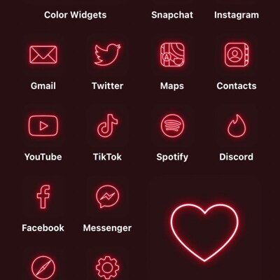 Red Neon App Icons Neon Aesthetic Ios 14 Icons iPhone Icon - Etsy
